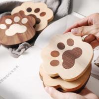 China Fashion Cat Claw Shape Walnut Cup Mat Coasters 11.5x12.5x1.2cm for Customized Logo for sale