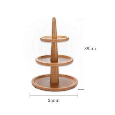 China 25x39cm Customized Designs Oak Wood Biscuit Cake Dessert Stand for Afternoon Tea Time for sale