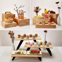 China 25x39cm Customized Designs Oak Wood Biscuit Cake Dessert Stand for Afternoon Tea Time for sale