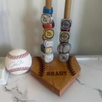 China Wooden Plain Color Stacked Sports Ring Display for Softball and Baseball Championship for sale