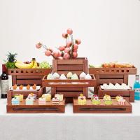 China Wooden Plain Color Serving Tray for Party Fruits Wine Food Storage and Dessert Display for sale