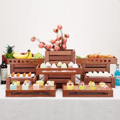 China Wooden Plain Color Serving Tray for Party Fruits Wine Food Storage and Dessert Display for sale