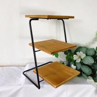 China Customized Logo Acceptable 3 Tiers Acacia Wooden Cake Display Stand for Afternoon Tea for sale