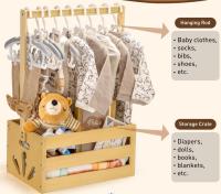 China Stocked Wooden Baby Shower Crate Closet Function Save Space Baby Storage Crate Hamper for sale