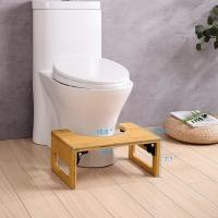 China Stocked Design Natural Color Custom Collapsible Poop Stool 7 Inches Bamboo Toilet Stool for sale