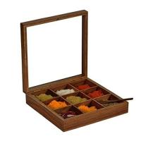 China Rectangle Wooden Spice Box with Fancy Antique Finish and Customized Size for sale