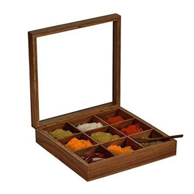 China Rectangle Wooden Spice Box with Fancy Antique Finish and Customized Size for sale