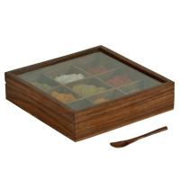 China Rectangle Wooden Spice Box with Fancy Antique Finish and Customized Size for sale
