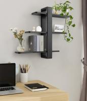 China Storage Holders Racks Black Pine Wood 3 Tier Large Shelf Home Decoration Plant Photo Display for sale