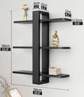 China Storage Holders Racks Black Pine Wood 3 Tier Large Shelf Home Decoration Plant Photo Display for sale