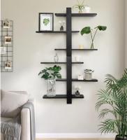 China Storage Holders Racks Black Pine Wood 3 Tier Large Shelf Home Decoration Plant Photo Display for sale
