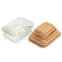 China Certificate FSC Ecofriendly Glass Storage Food Containers with Sustainable Bamboo Lids for sale