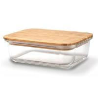China Certificate FSC Ecofriendly Glass Storage Food Containers with Sustainable Bamboo Lids for sale