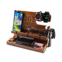 China Silk-screen Printed Wooden Docking Station for Men's Phone Wallet and Key Ideal Organizer for sale