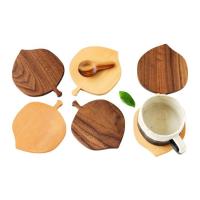 China Eco-Friendly Leaf-Shaped Beech Walnut Wood Coasters for Hot Drinks Sample Charge Free for sale