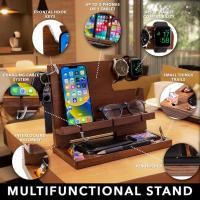China Silk-screen Printed Wooden Docking Station for Men's Phone Wallet and Key Ideal Organizer for sale