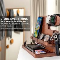 China Silk-screen Printed Wooden Docking Station for Men's Phone Wallet and Key Ideal Organizer for sale