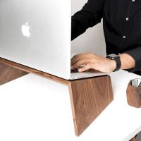 China Free Sample Charge Laptop Wood Stand Double Tiers Computer Holder for Computer Monitor for sale