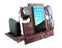 China Customized Logo Acceptable Wooden Stand for Phone Wallet Key Gift Men Docking Station for sale