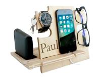 China Customized Logo Acceptable Wooden Stand for Phone Wallet Key Gift Men Docking Station for sale