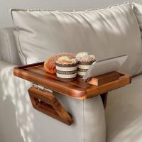 China 360 Rotating Arm Table for Acacia Wood Sofa Armrest Tray on Wooden Side Tables for sale