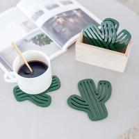 China Irregular Fashion Design Environmental Wood MDF Cup Coasters Green Leaf Cactus Cup Mat Decoration Mat for sale