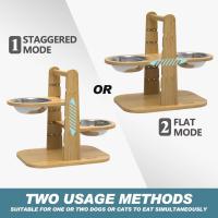 China Pet Food Bowl Stand Bamboo Elevated Feeder Stand for Adjustable Height NO LCD Display for sale