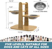 China Pet Food Bowl Stand Bamboo Elevated Feeder Stand for Adjustable Height NO LCD Display for sale
