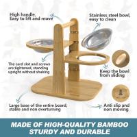 China Pet Food Bowl Stand Bamboo Elevated Feeder Stand for Adjustable Height NO LCD Display for sale