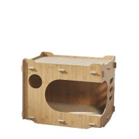 China Custom Double Layer Cat Cardboard House with 2 PCS Cat Scratching Pads Cat Scratcher House Save Space for sale
