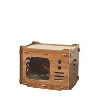 China Custom Double Layer Cat Cardboard House with 2 PCS Cat Scratching Pads Cat Scratcher House Save Space for sale