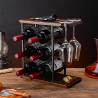 China Standing Type Countertop Wine Holder Stand with Wooden Tray and Organization for sale