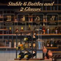 China Standing Type Countertop Wine Holder Stand with Wooden Tray and Organization for sale