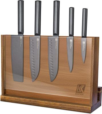 China Double Sided Magnetic Wooden Knife Rack with Acrylic Protection Shield and Customized Logo for sale