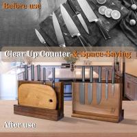 China Double Sided Magnetic Wooden Knife Rack with Acrylic Protection Shield and Customized Logo for sale