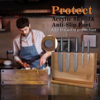 China Double Sided Magnetic Wooden Knife Rack with Acrylic Protection Shield and Customized Logo for sale