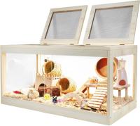 China Wooden Hamster Cage with Openable Top and Acrylic Sheets Solid Built House Included for sale