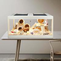 China Wooden Hamster Cage with Openable Top and Acrylic Sheets Solid Built House Included for sale