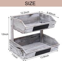 China Customized Logo 2 Tier Farmhouse Wooden Basket for Kitchen Dining Room and Guest Room for sale