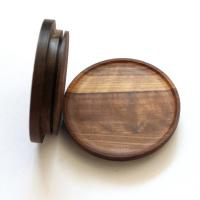China Custom Order Accepted Kitchen Candy Spices Glass Jar with Non Spill Black Walnut Lid for sale