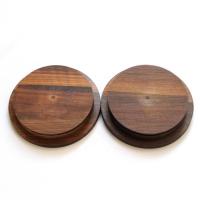China Custom Order Accepted Kitchen Candy Spices Glass Jar with Non Spill Black Walnut Lid for sale