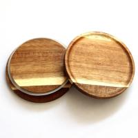 China FSC Certified Acacia Wooden Lid Glass Candle Jars for Easy Opening and FSC Certificate for sale