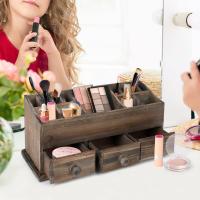 China Customized Logo Rustic Vanity Organizer for Cosmetics Makeup and Bathroom Accessories for sale