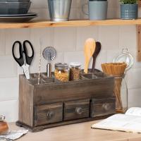China Customized Logo Rustic Vanity Organizer for Cosmetics Makeup and Bathroom Accessories for sale