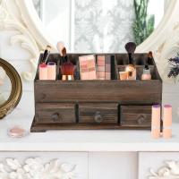 China Customized Logo Rustic Vanity Organizer for Cosmetics Makeup and Bathroom Accessories for sale