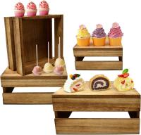 China Rustic Style Wooden Cake Stand Set of 4 Customized Logo Accepted for Displaying Cakes for sale