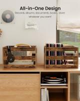 China Living Room Vinyl Record Storage Organizer with High Quantity Vintage Wood File Storage for sale