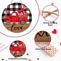 China Add Love to Your Home Farmhouse Red Truck Hearts Wood Door Hanger for Valentine's Day for sale