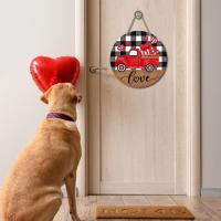 China Add Love to Your Home Farmhouse Red Truck Hearts Wood Door Hanger for Valentine's Day for sale