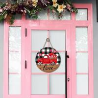 China Add Love to Your Home Farmhouse Red Truck Hearts Wood Door Hanger for Valentine's Day for sale